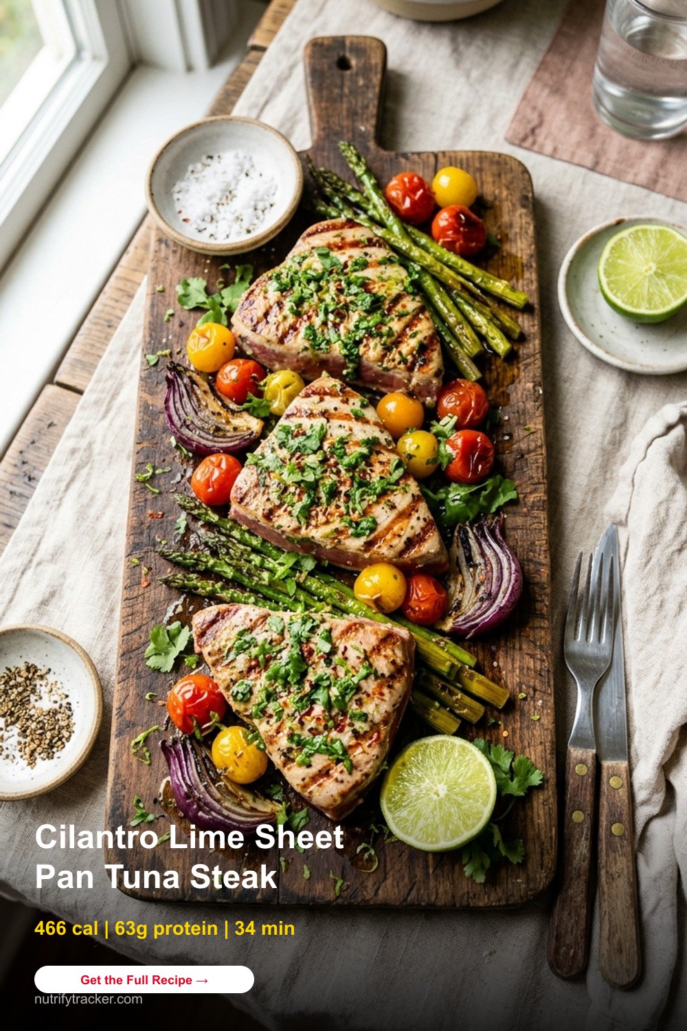 Cilantro Lime Sheet Pan Tuna Steak Recipe (63g Protein)
