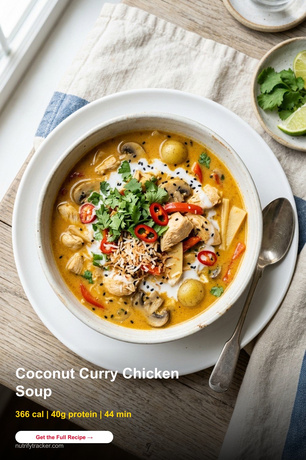 Coconut Curry Chicken Soup Recipe (40g Protein)