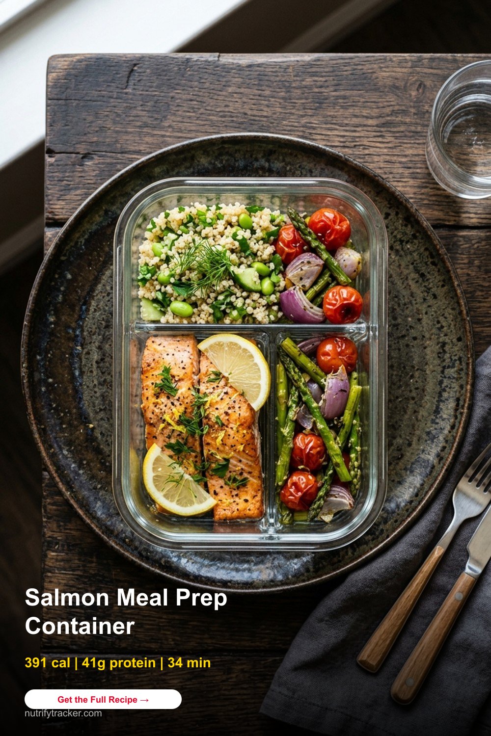 Salmon Meal Prep Container Recipe (41g Protein)